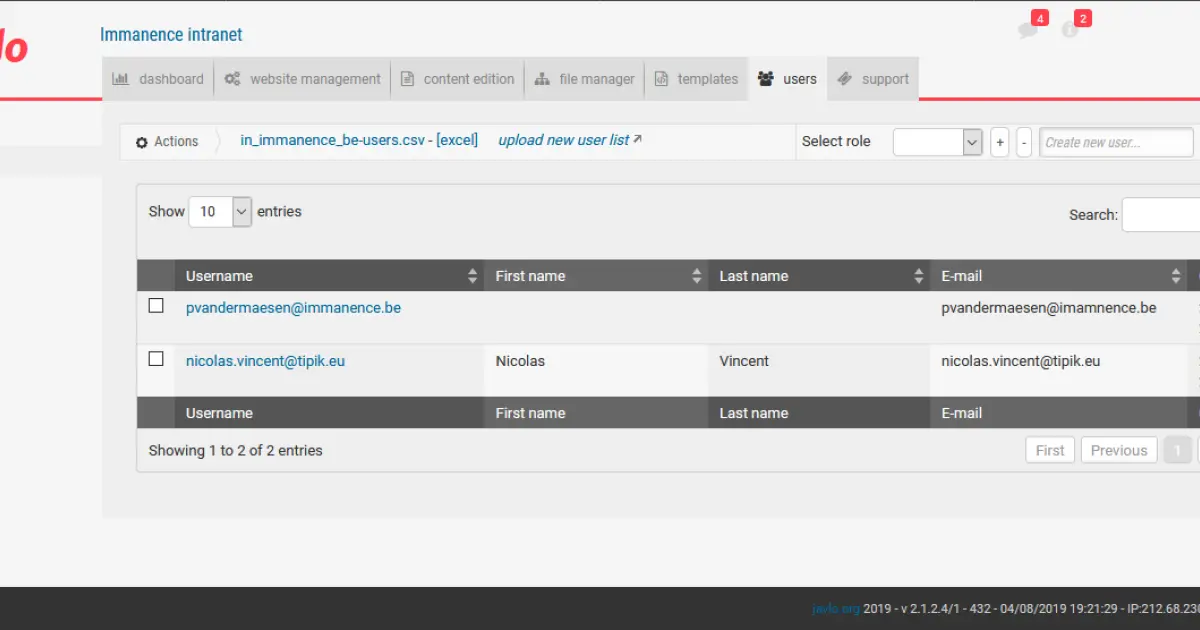 User management - Javlo Documentation